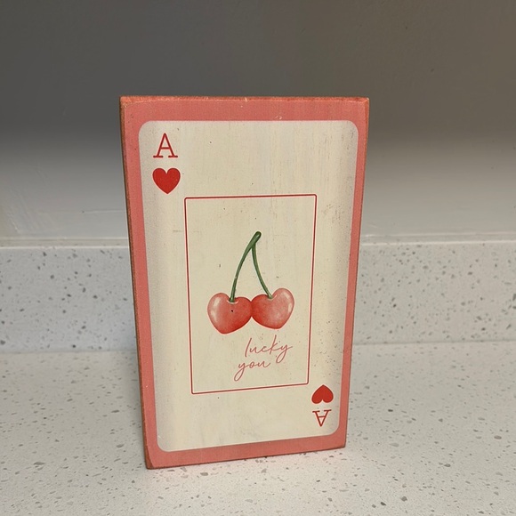 Rustic Marlin | Accents | Cherry Ace Of Spades Wooden Art Block Lucky ...